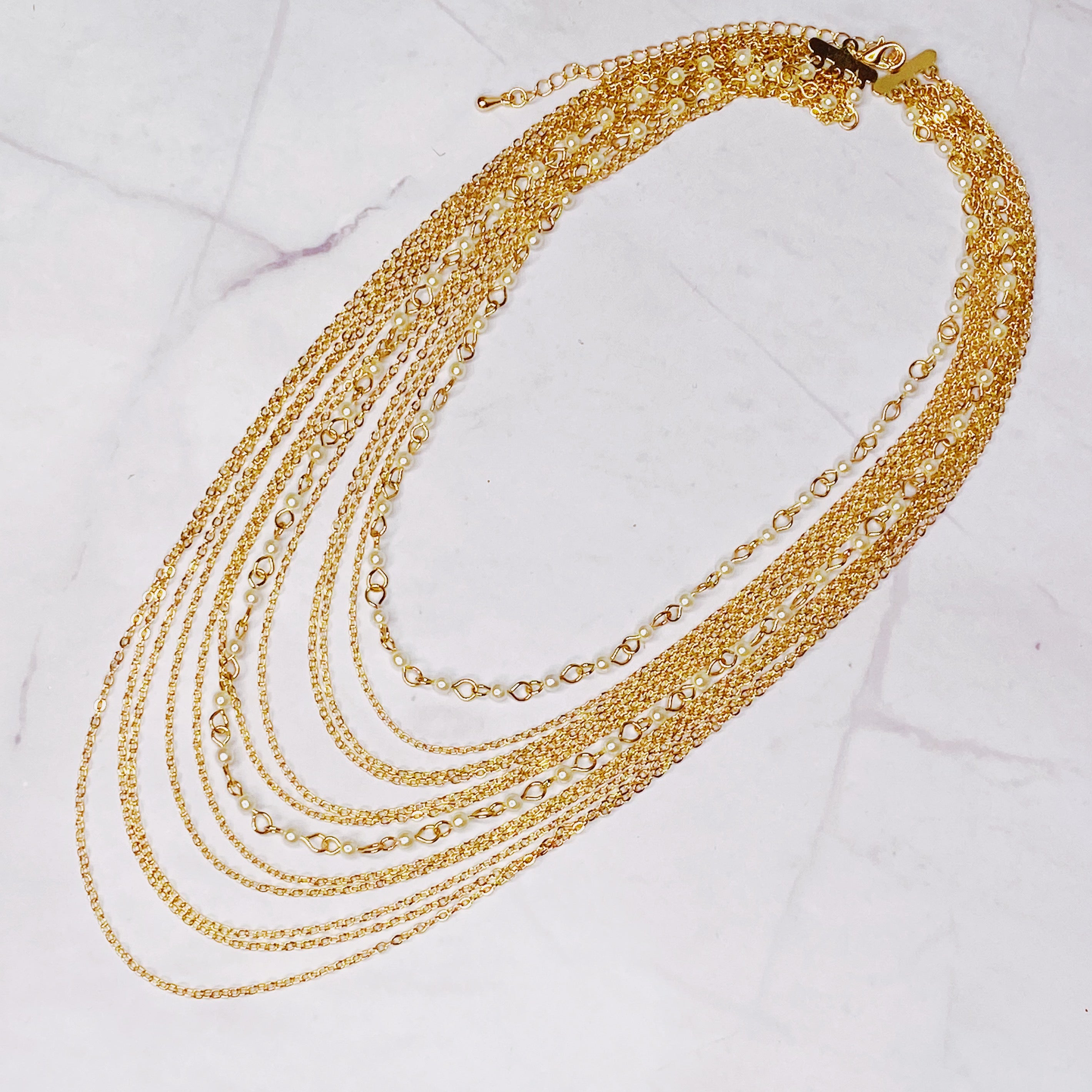 Beautifully Draping Pearl And Chain Necklace – Ellisonyoung.com