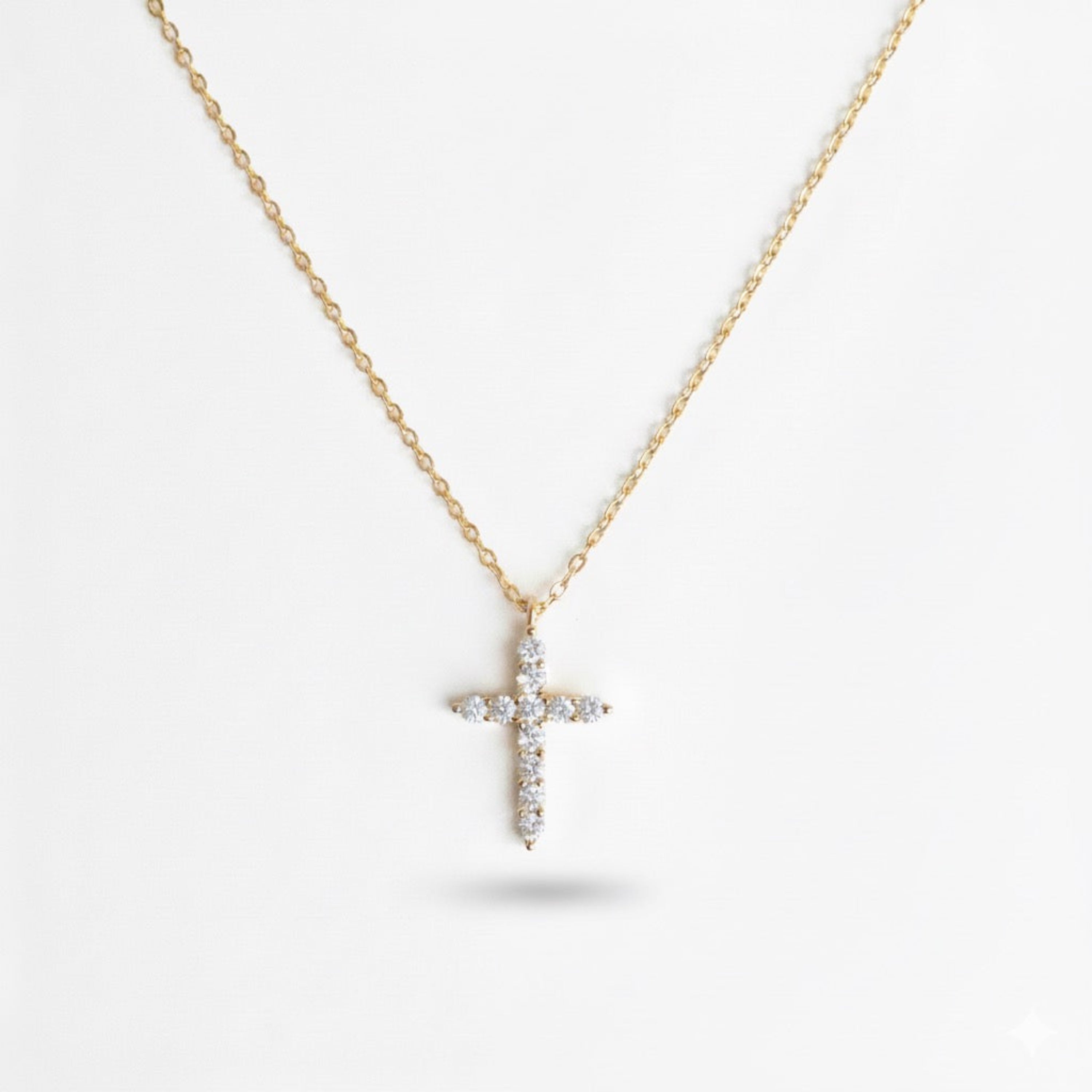 18K Gold Dipped Sterling Silver Dainty Cross Necklace – Ellisonyoung.com