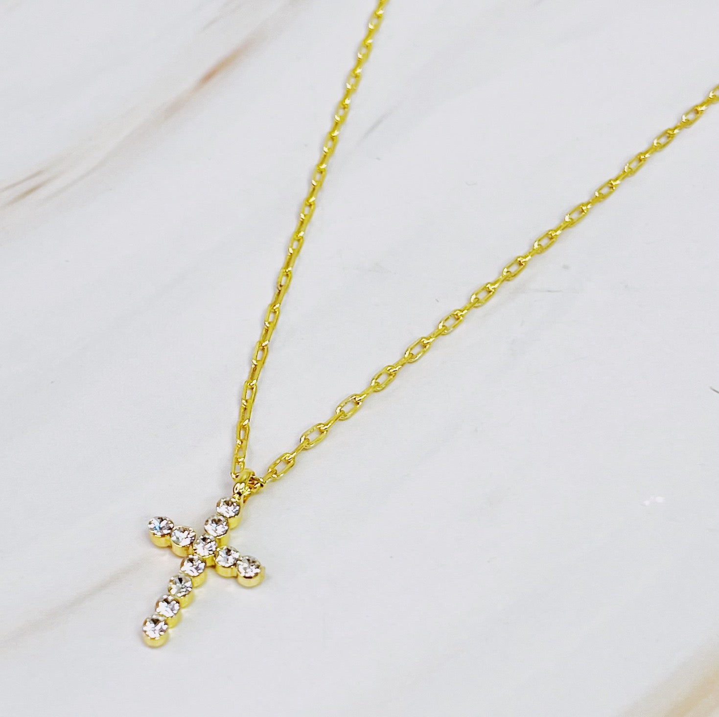 Faceted Crystal Cross Necklace – Ellisonyoung.com